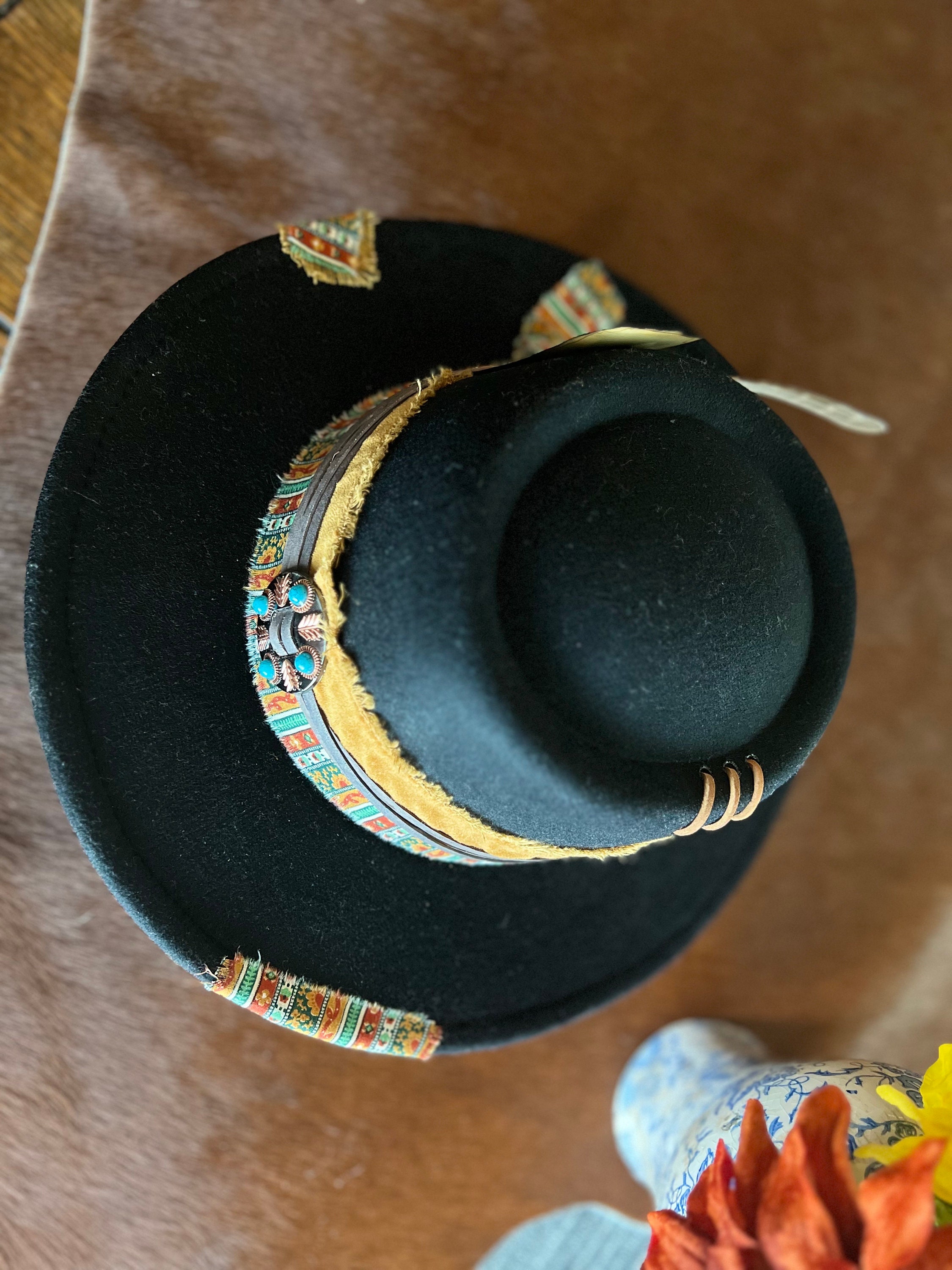 Wild Wild Horses Black Fedora Hat With Custom, One-of-a-kind Band - Etsy