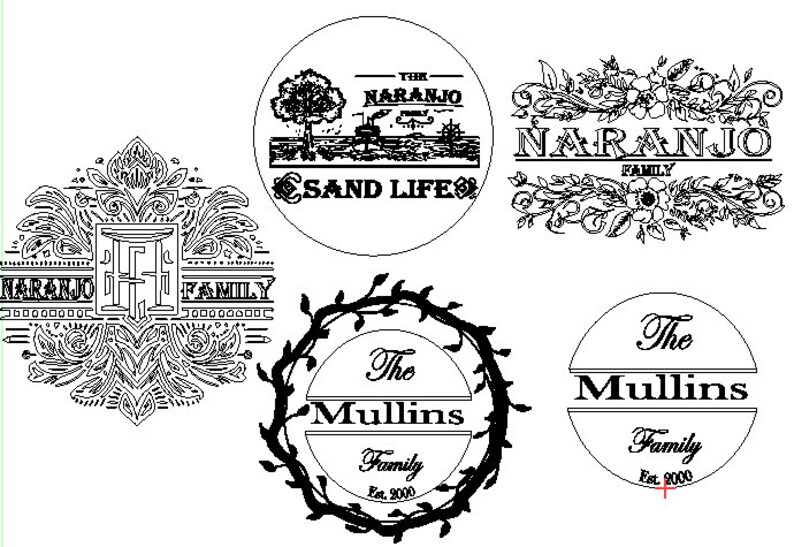 5 Family Wreath-style Logo Designs, Lightburn Art Library (.lbart ...