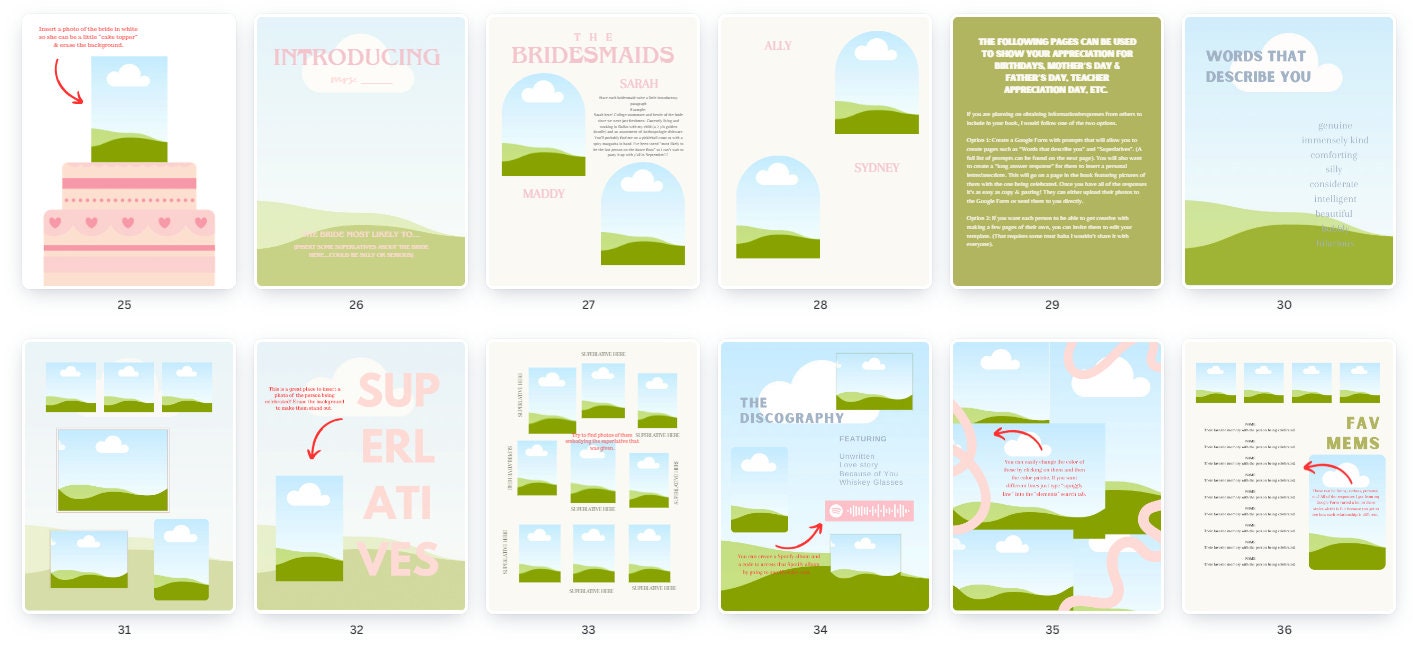 Appreciation Book Template for Birthdays, Holidays, and Bridal Parties ...