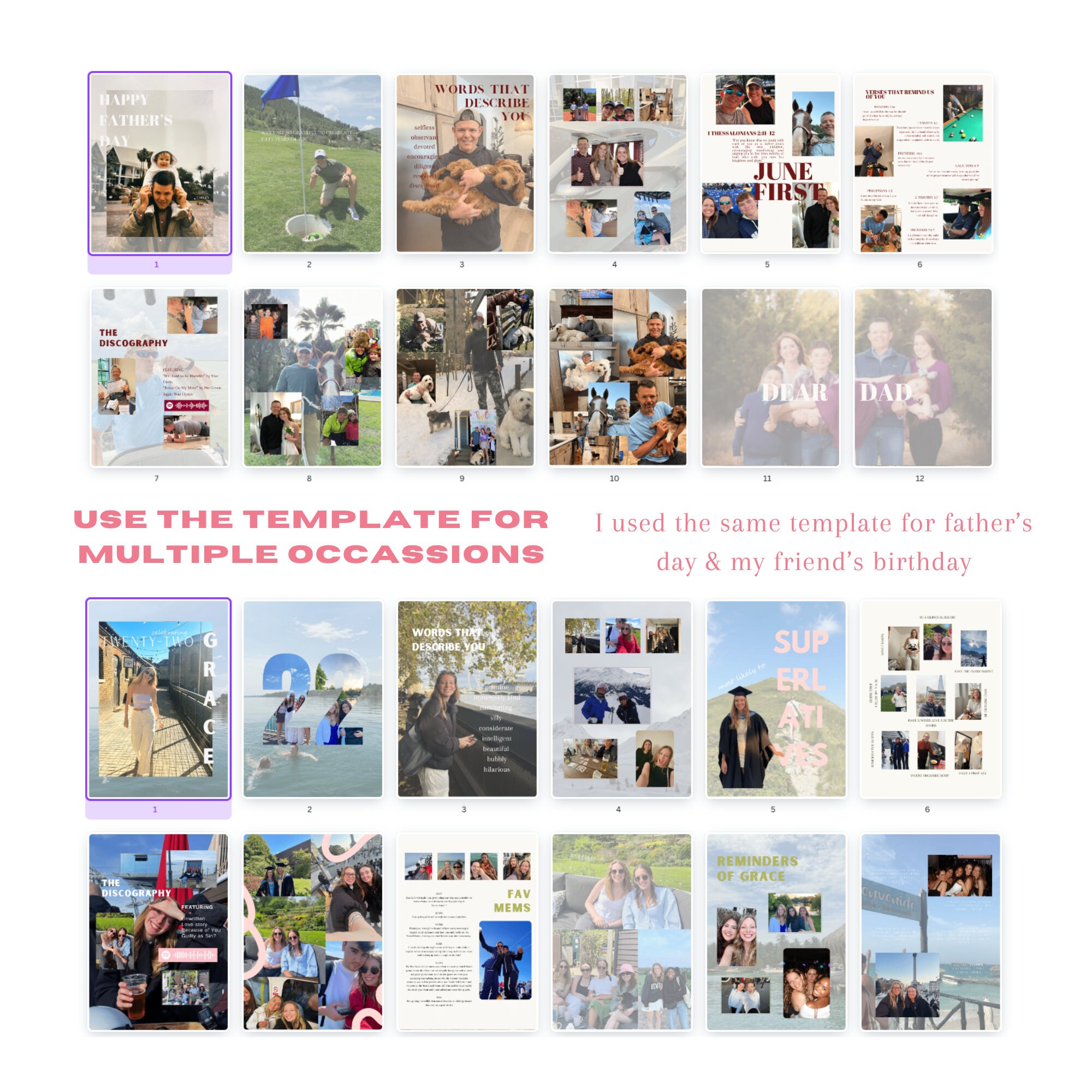 Appreciation Book Template for Birthdays, Holidays, and Bridal Parties ...