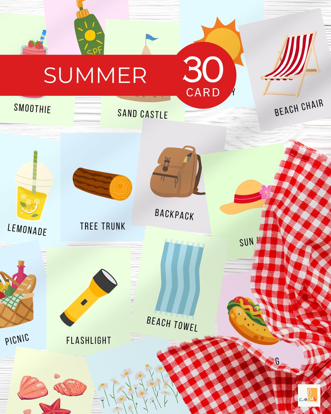 Printable Summer Flashcards for Kids | Montessori Learning Cards for ...