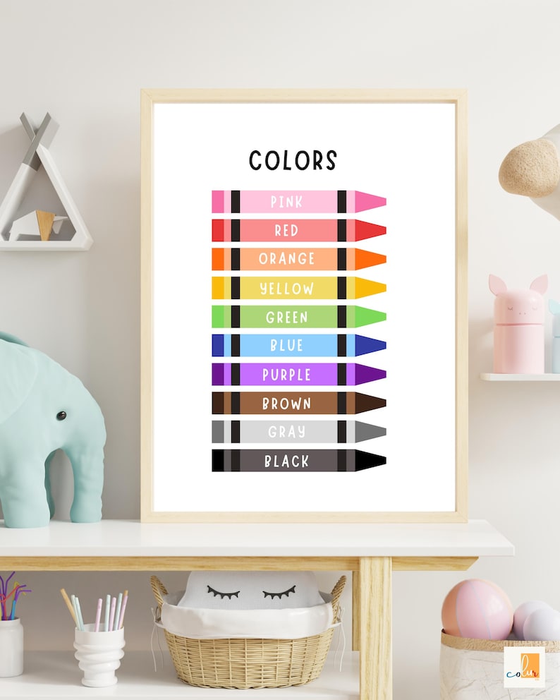 Printable Crayon Color Chart for Kids - Digital Download - Educational ...