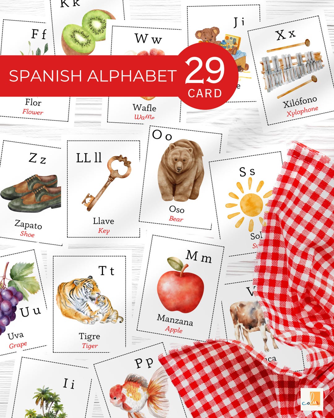 Spanish Alphabet Flash Cards for Kids | Printable ABC Flashcards in ...