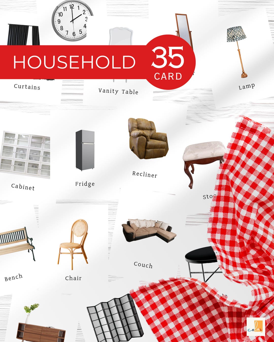 Household Items Flash Cards for Kids | Printable ESL Vocabulary Cards ...