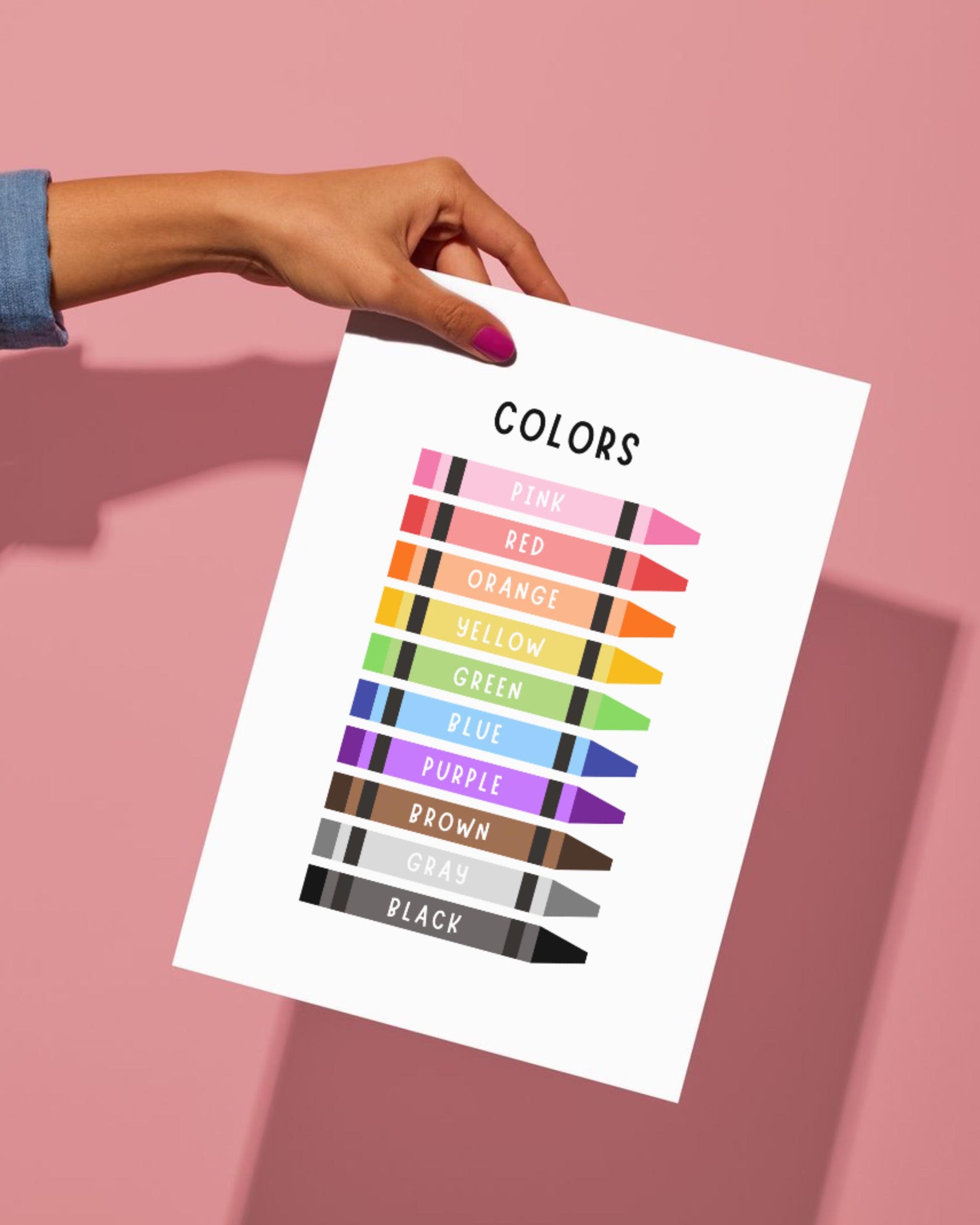 Printable Crayon Color Chart for Kids - Digital Download - Educational ...