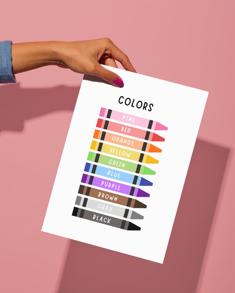 Printable Crayon Color Chart for Kids - Digital Download - Educational ...