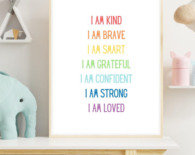 Kids Rule! Colorful Printable Poster | Rainbow Affirmations for ...