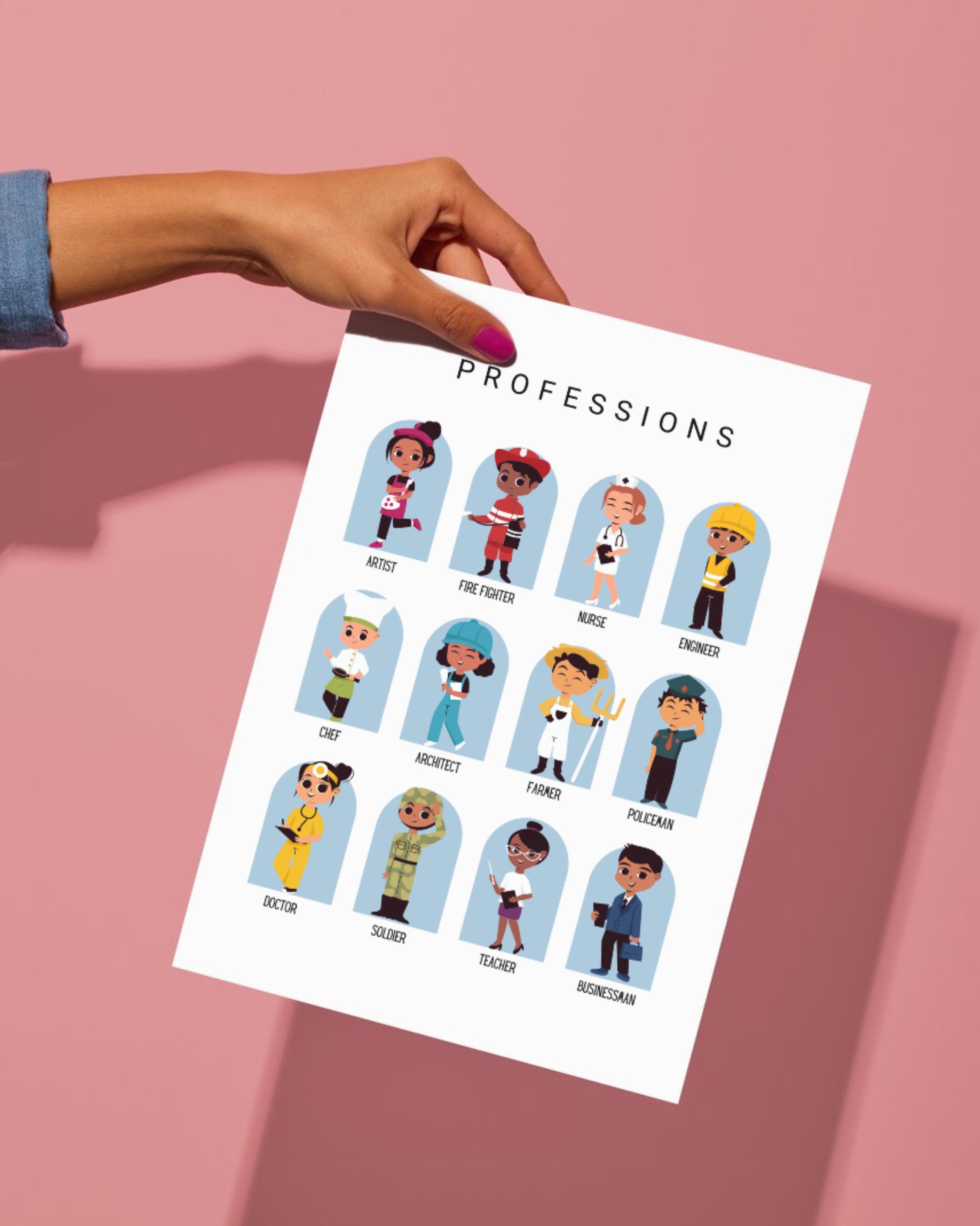 Printable Professions Poster for Kids – Educational Career Chart for ...