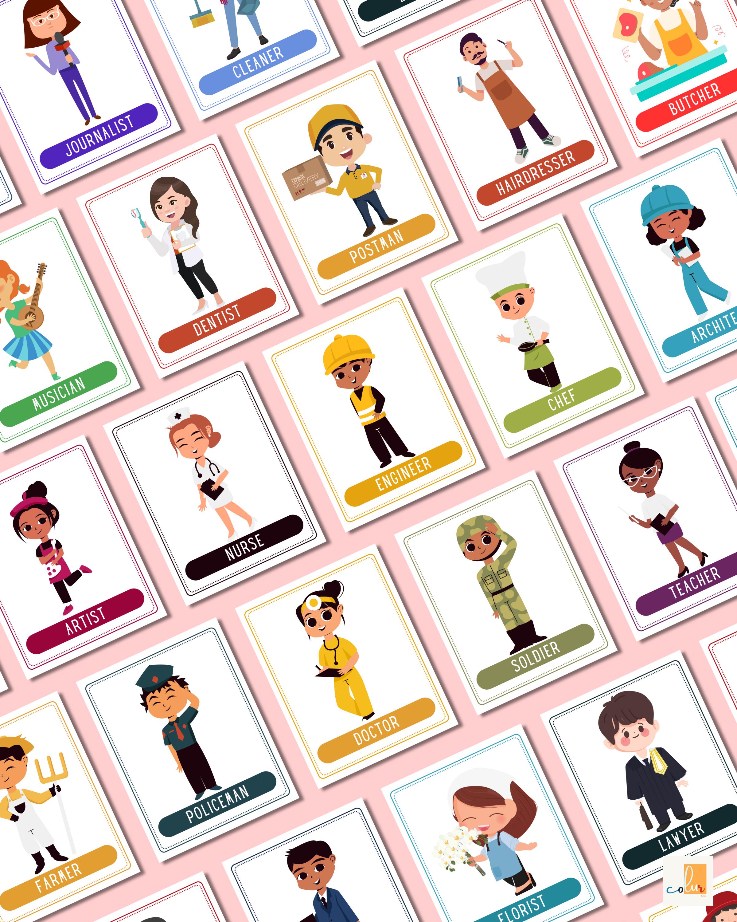 Printable Professions Flashcards for Kids | Montessori Career Learning ...