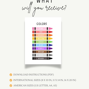 Printable Crayon Color Chart for Kids - Digital Download - Educational ...