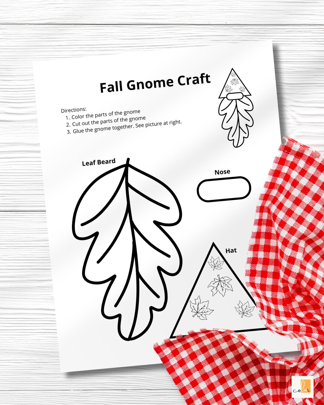 Fall Gnome Craft Printable for Kids – Autumn Leaf Beard Cut and Paste ...