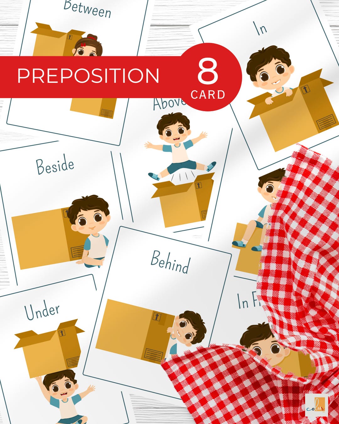 Printable Prepositions Flash Cards for Kids | English Grammar Learning ...