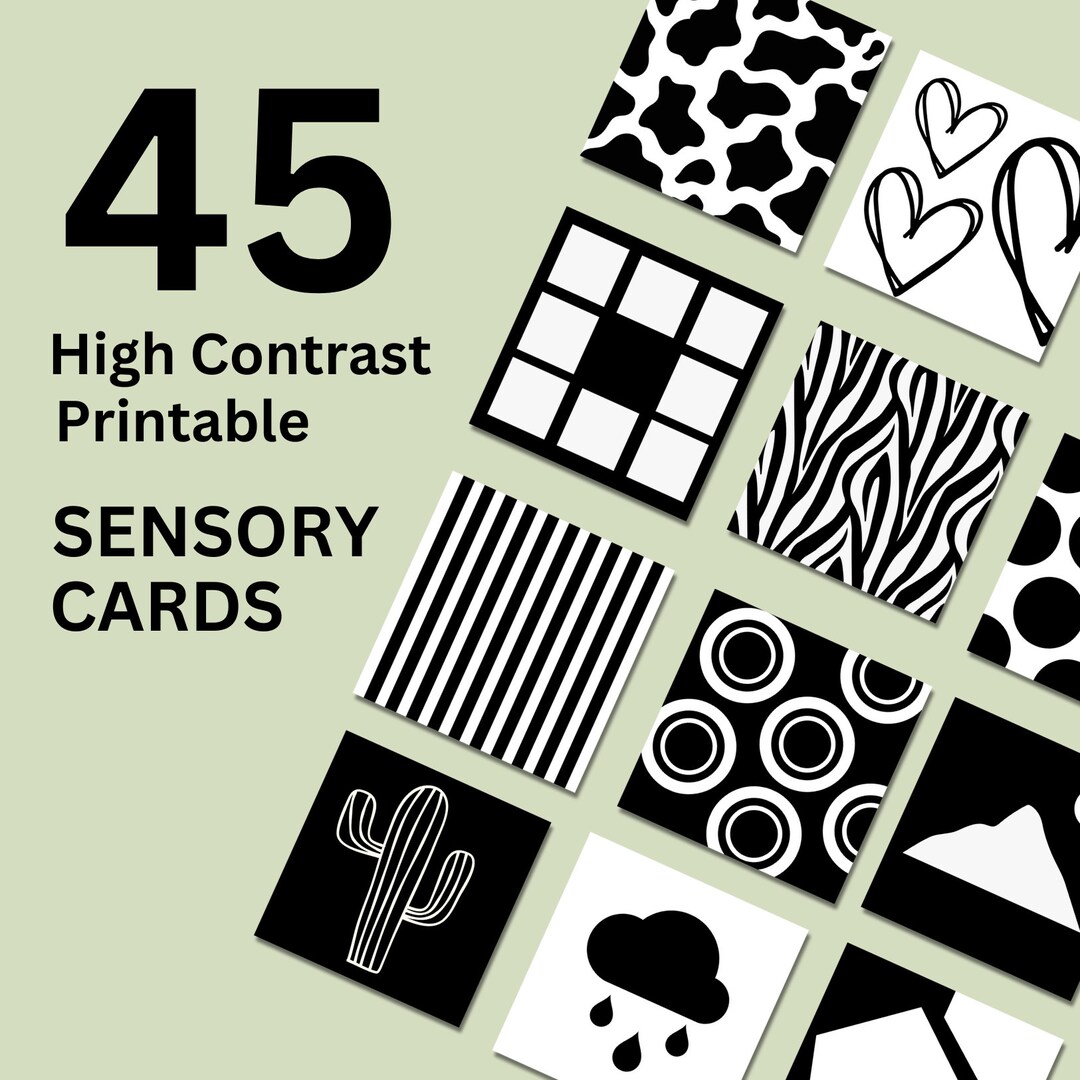 High Contrast Printable Montessori Sensory Flashcards in Black and ...