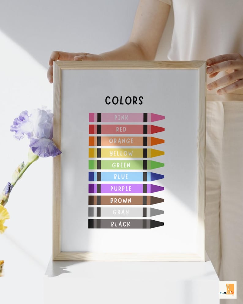 Printable Crayon Color Chart for Kids - Digital Download - Educational ...