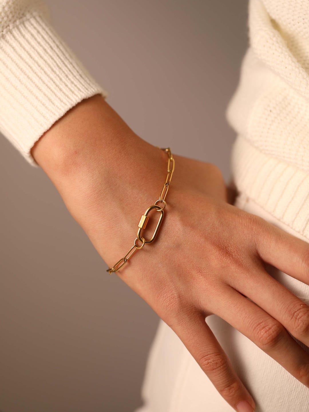 Charm Keeper Bracelet • Paper Clip Chain Bracelet • Link Bracelet ...