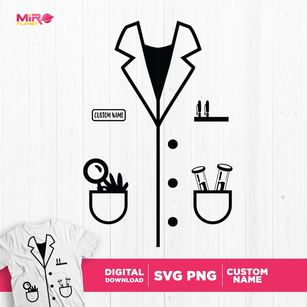 Mad Scientist Costume SVG PNG: Lab Coat, Halloween Cricut File (digital ...