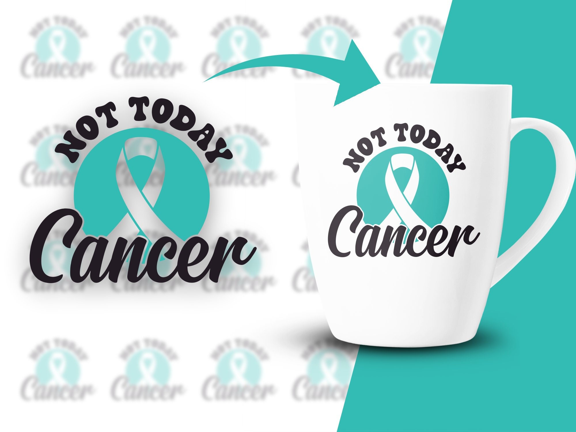 Not Today Cancer Svg Png Teal Ribbon Svg Cervical PCOS - Etsy