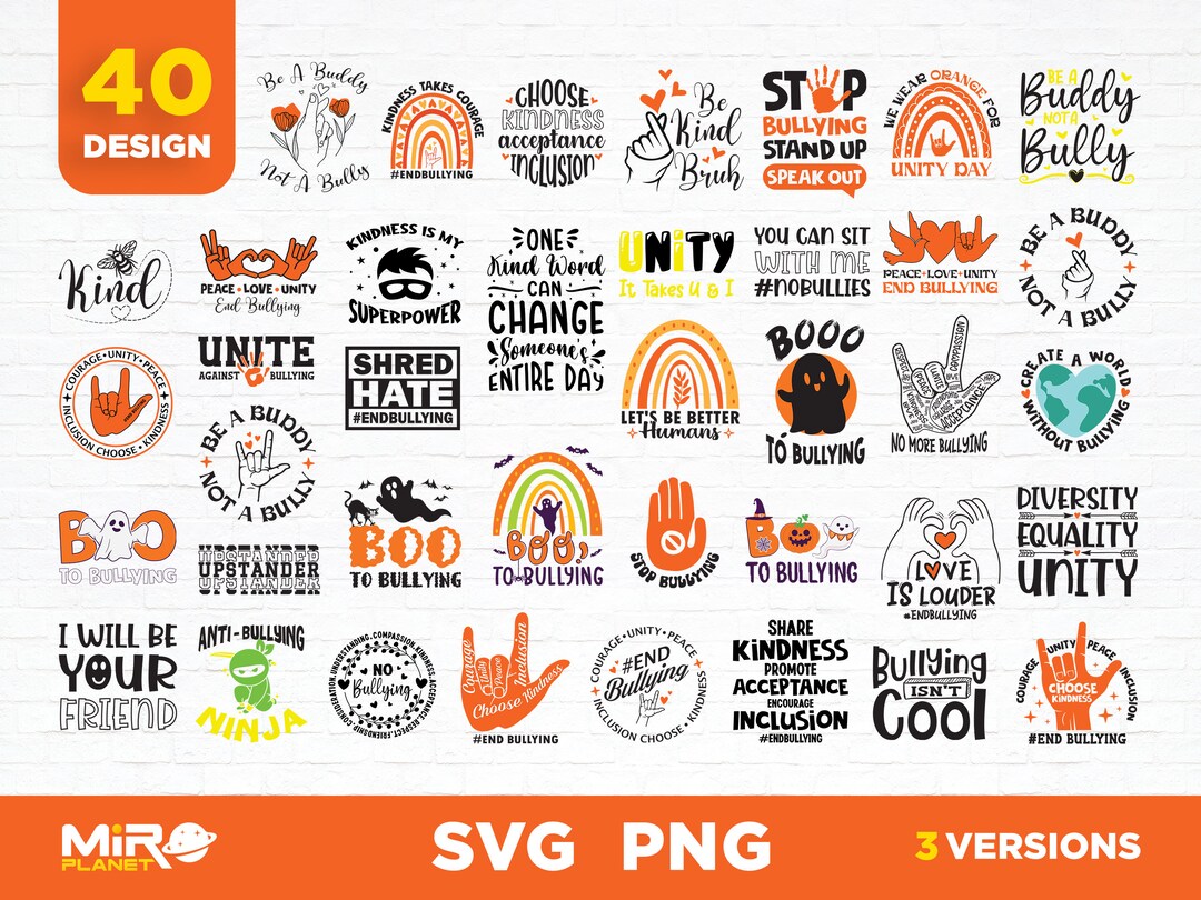 Anti Bullying Svg Png Bundle: Unity Day Designs (digital Download) - Etsy