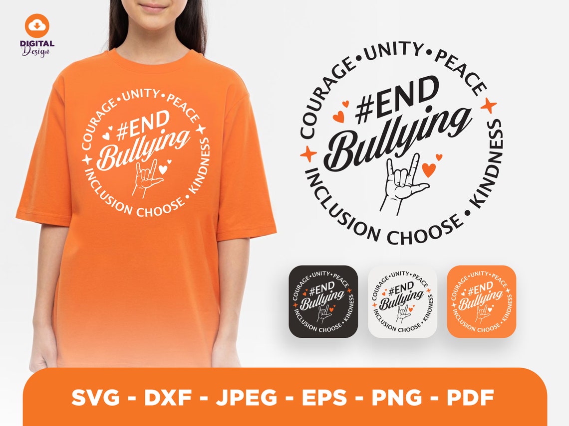 Unity Day Svg Png End Bullying Svg Anti Bully Hand Sign - Etsy