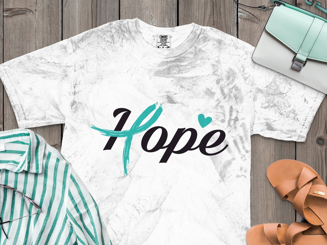 Hope Heart Svg Png, Teal Ribbon Svg, Cervical PCOS Ovarian Cancer ...