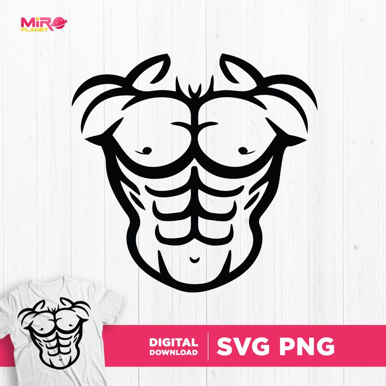 Six Pack Abs Costume SVG: Cricut Cut File, Sublimation Design (digital ...