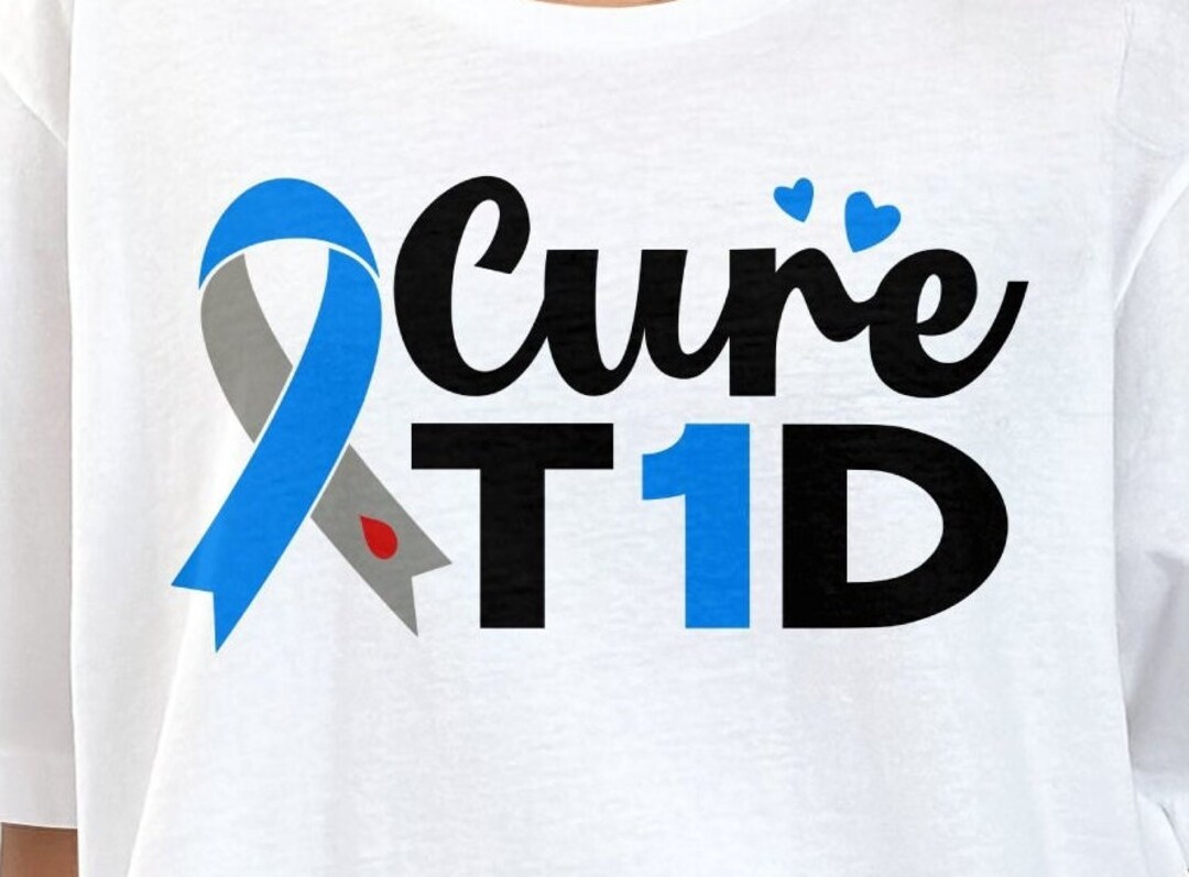 Cure T1D Awareness Svg Png: Blue Ribbon Design (digital Download) - Etsy