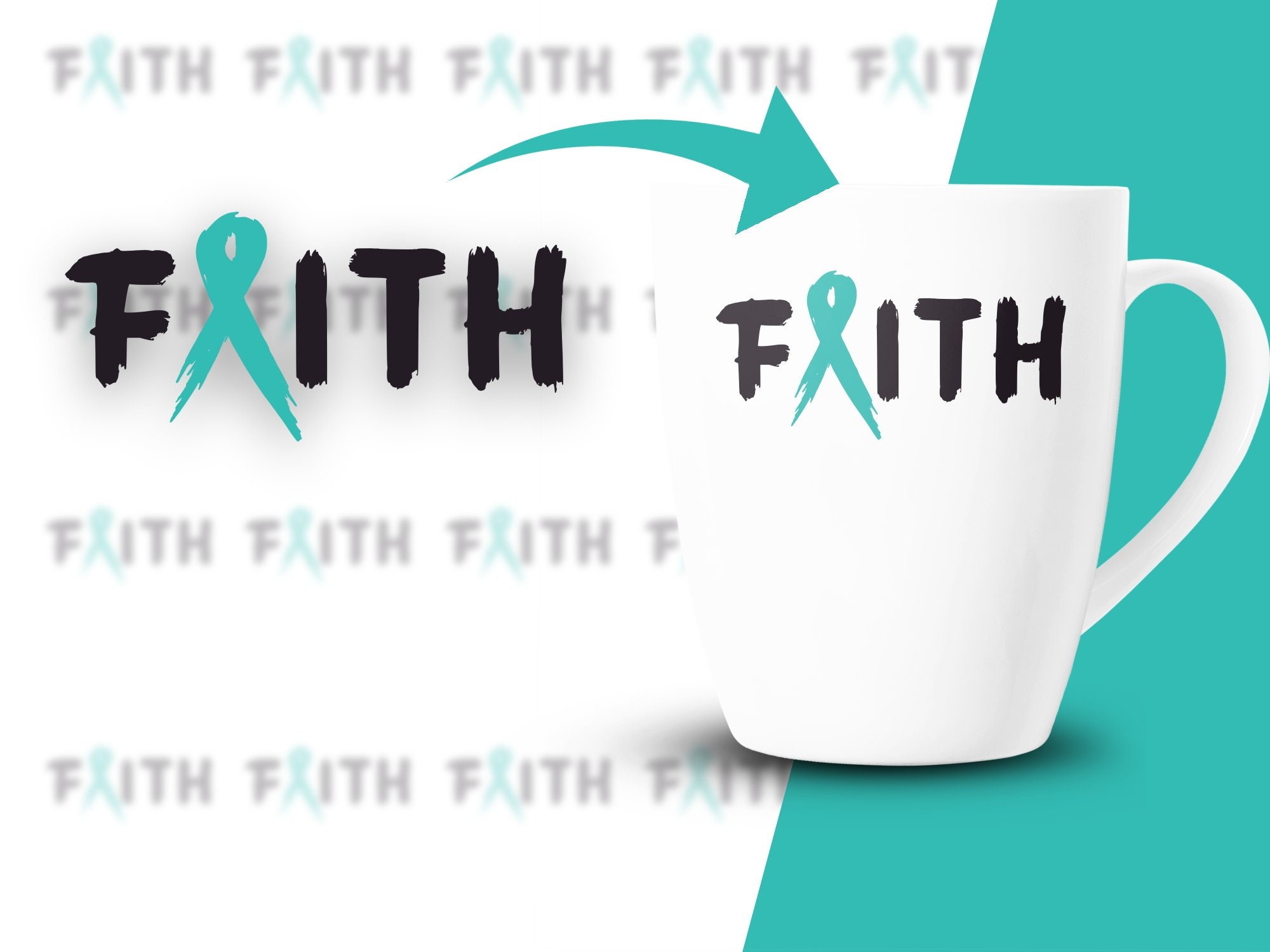 Faith Svg Png Teal Ribbon Svg Cervical PCOS Ovarian Cancer - Etsy