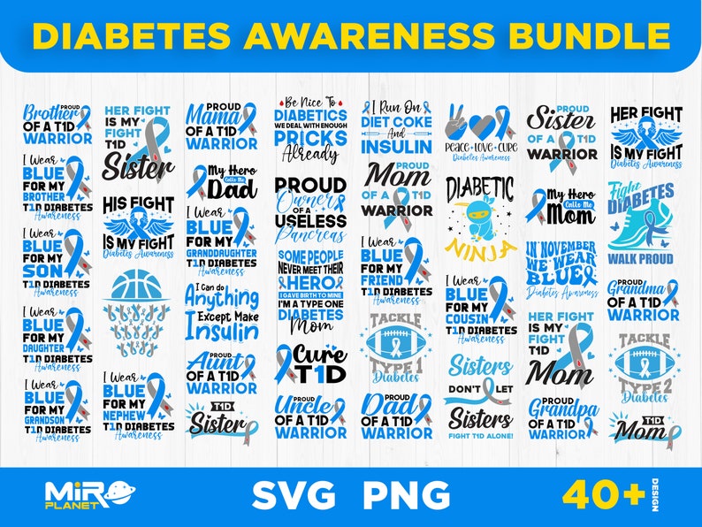 Diabetes Awareness Svg Png Bundle T1d Diabetes Awareness - Etsy