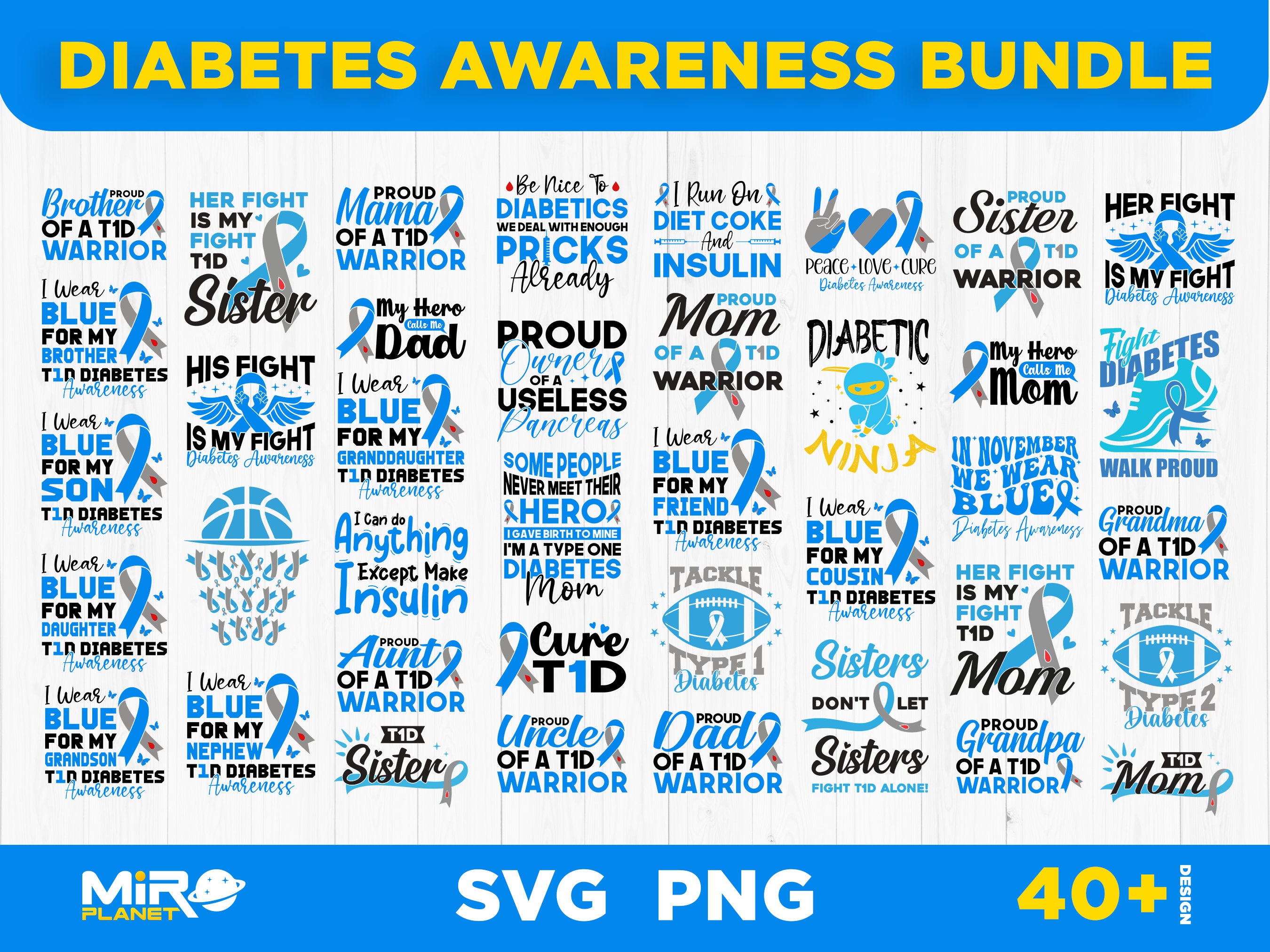 Diabetes Awareness SVG PNG Bundle: T1D Designs (digital Download) - Etsy