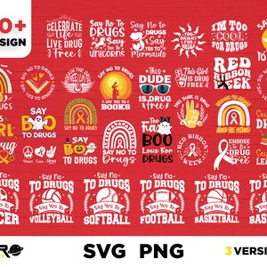 Red Ribbon Week Svg Png Bundle, Drug Free Svg, Say No to Drugs Svg ...