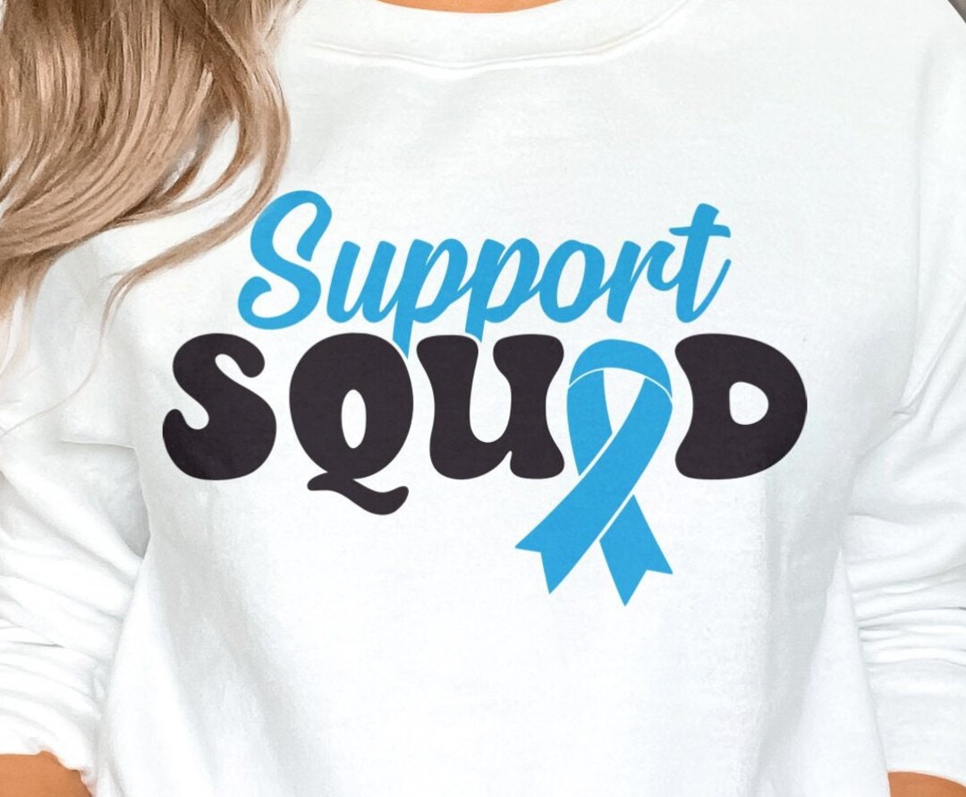 Support Squad Svg Png, Blue Ribbon Svg, Colon Cancer Svg, Als Support ...