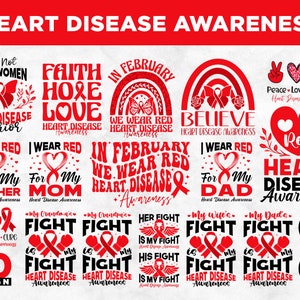 Heart Disease Awareness SVG PNG Bundle (digital Download) - Etsy