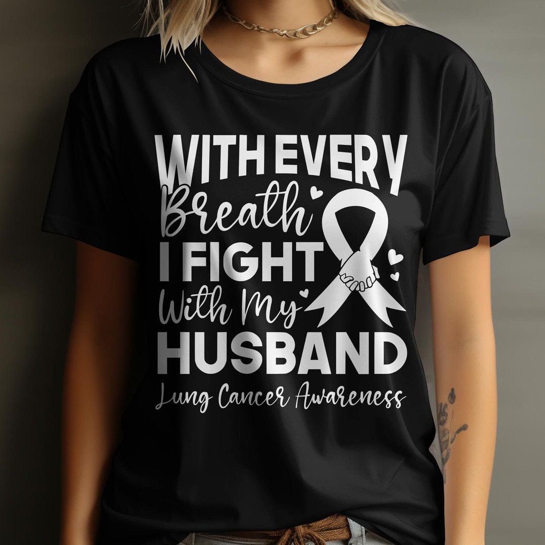 Lung Cancer Awareness Ribbon Svg: Husband Support Design (digital ...