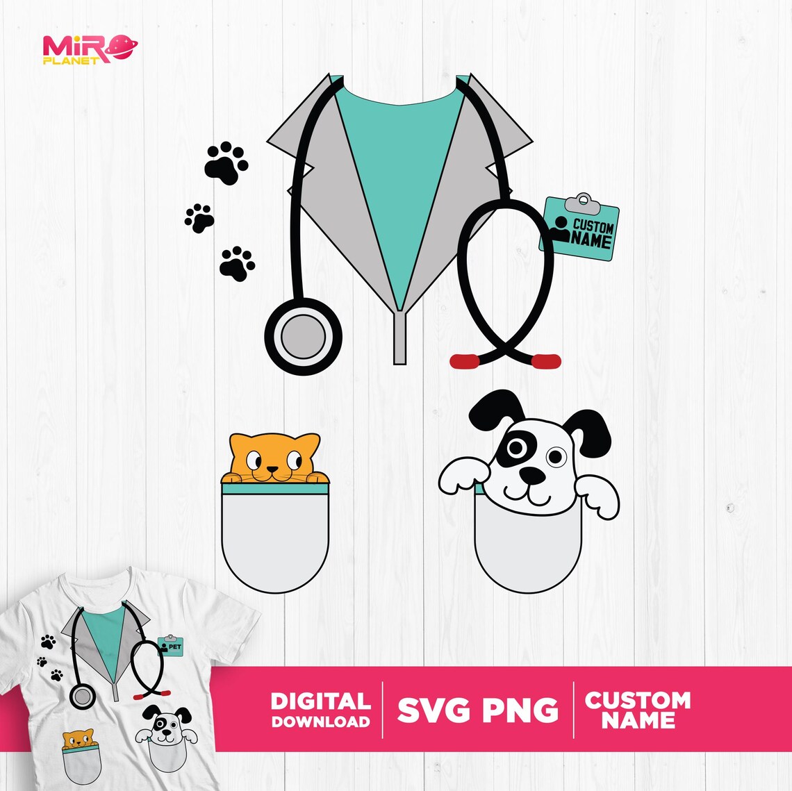 Personalized Veterinarian Costume SVG: Kids Lab Coat Design (digital ...