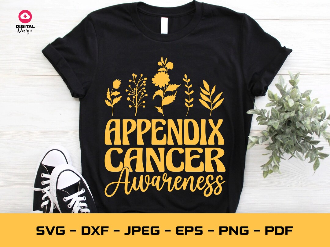 Appendix Cancer Awareness Svg, Appendix Cancer Svg Png, Amber Ribbon ...