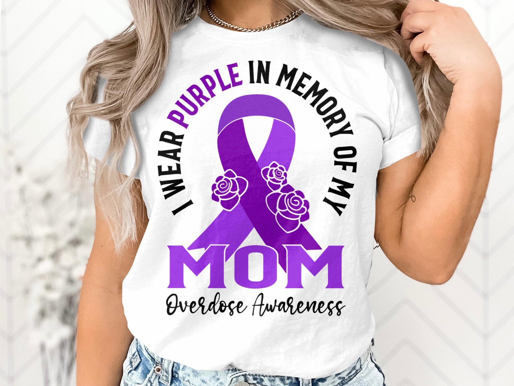 Overdose Awareness Svg Png, I Wear Purple in Memory of My Mom Svg ...