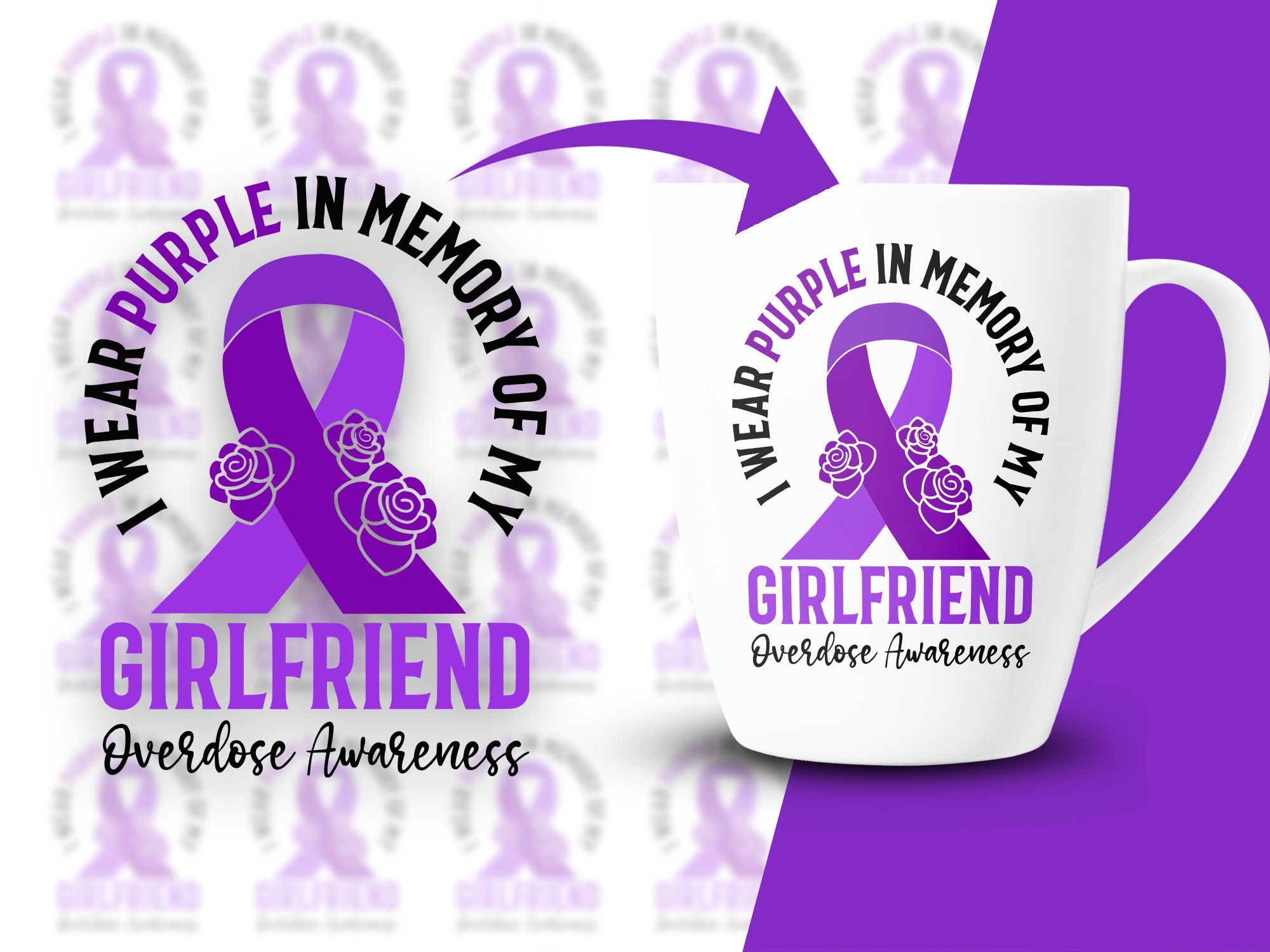 Overdose Awareness Svg Png I Wear Purple in Memory of My - Etsy