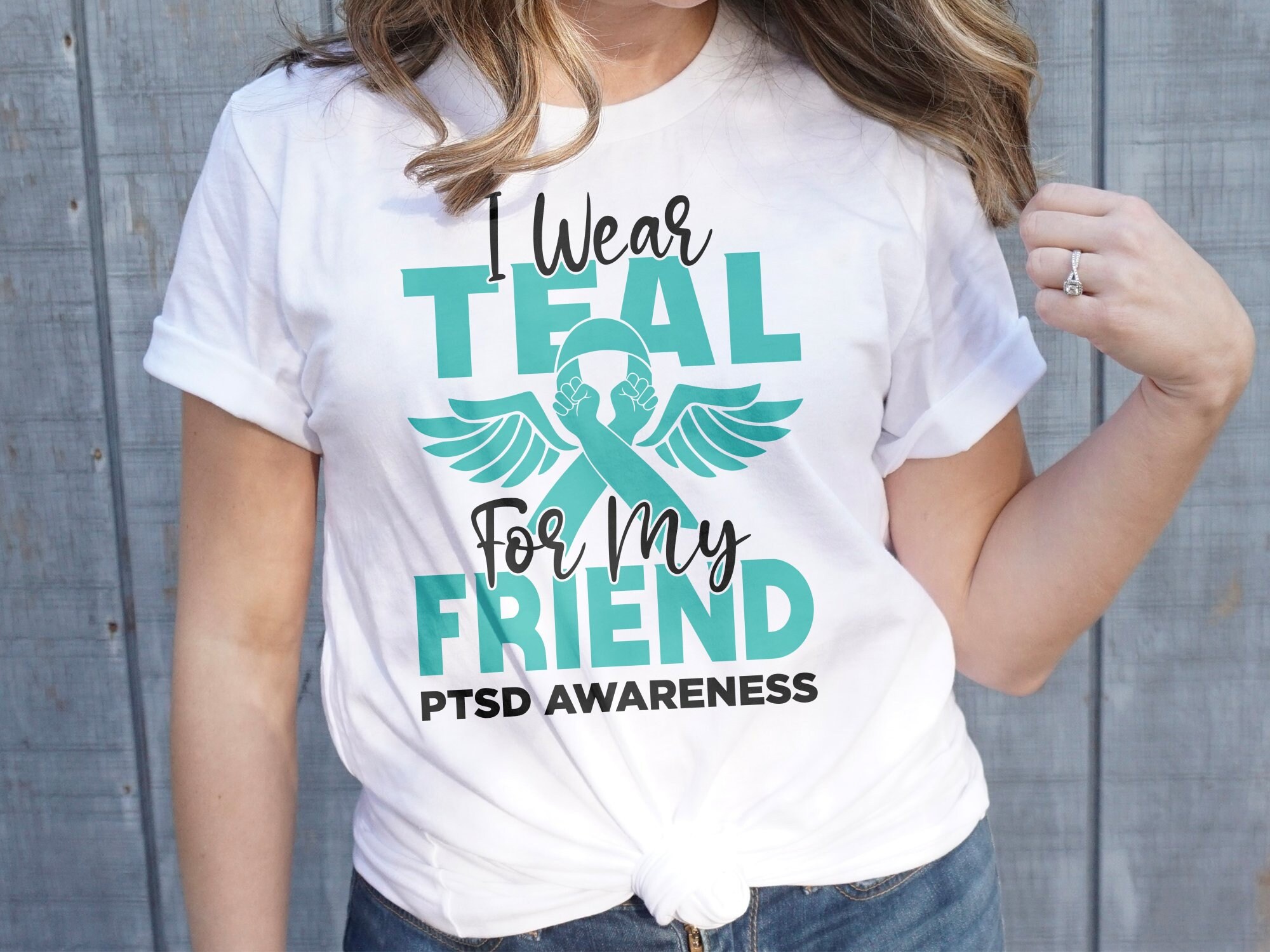 PTSD Awareness Svg Png, I Wear Teal for My Friend Svg, Teal Ribbon Post ...