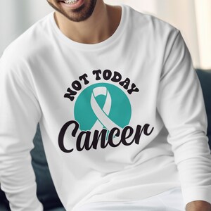 Not Today Cancer Svg Png, Teal Ribbon Svg, Cervical PCOS Ovarian Cancer ...