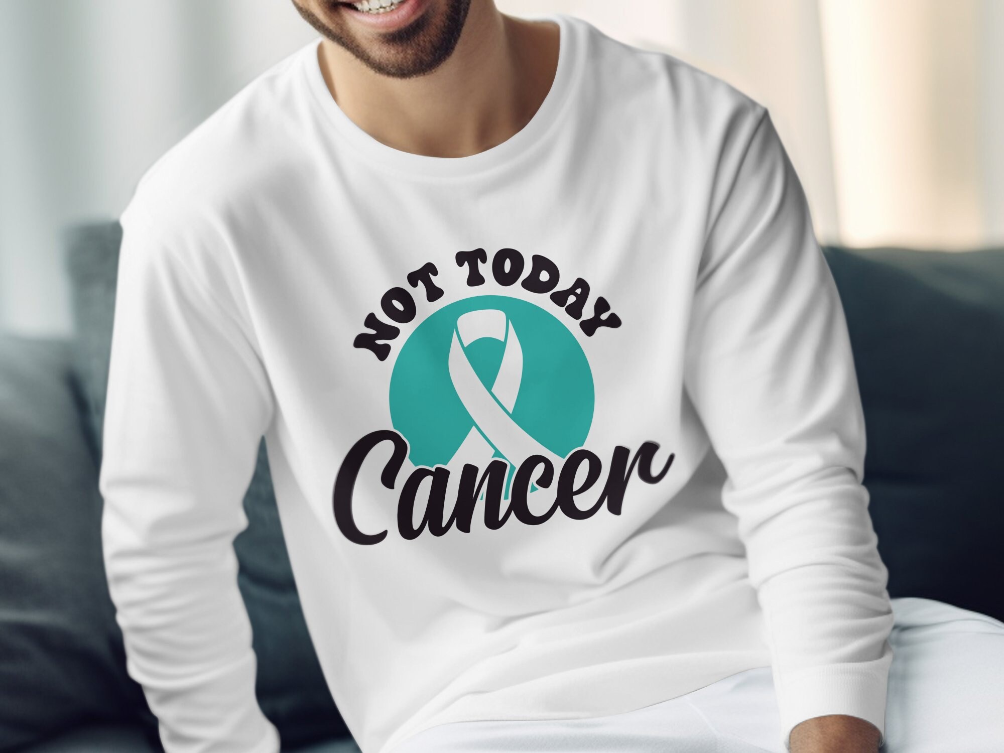 Not Today Cancer Svg Png, Teal Ribbon Svg, Cervical PCOS Ovarian Cancer ...