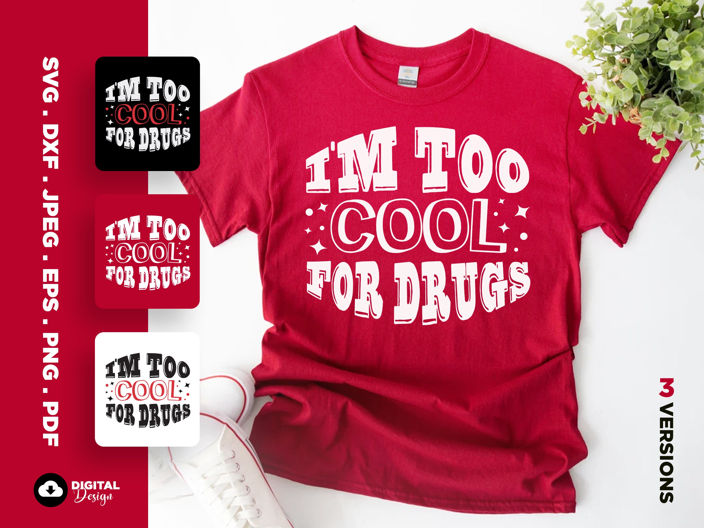 Red Ribbon Week Svg Png, I'm Too Cool for Drugs Svg, Drug Free Svg, Red ...