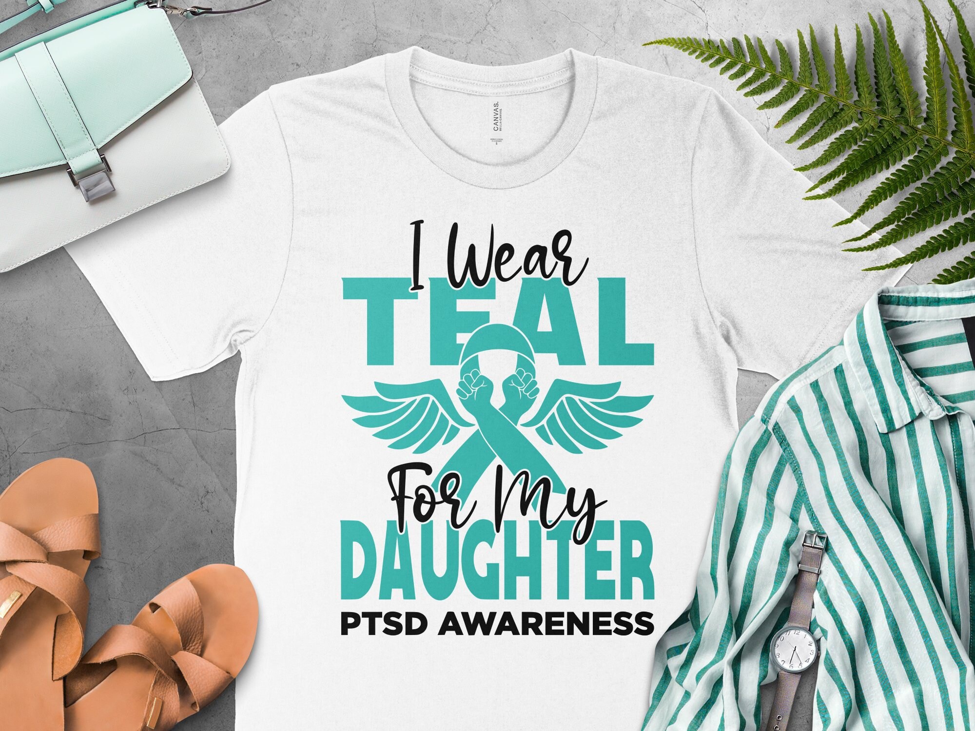 PTSD Awareness Svg Png, I Wear Teal for My Daughter Svg, Teal Ribbon ...