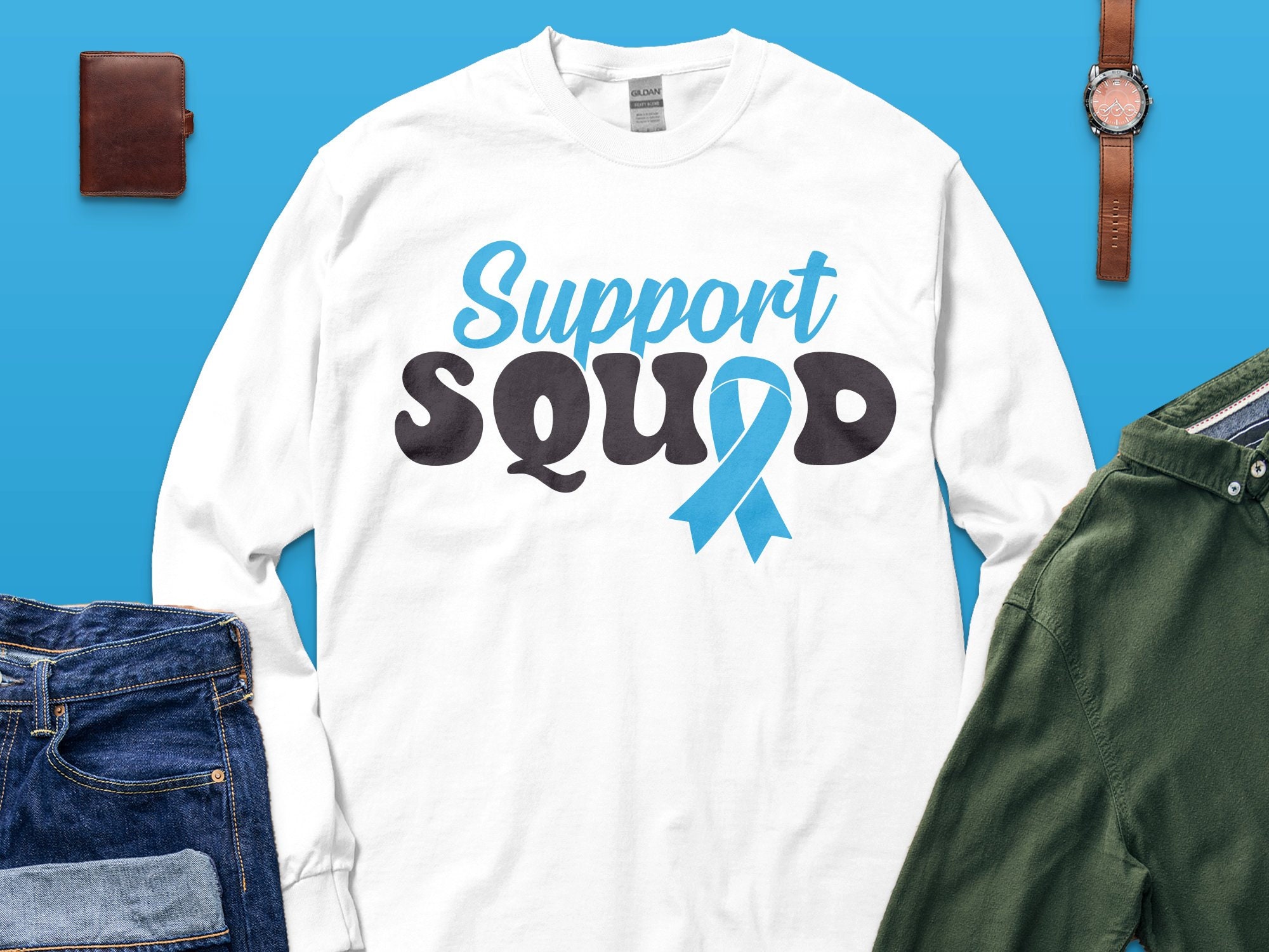 Support Squad Svg Png Blue Ribbon Svg Colon Cancer Svg Als - Etsy