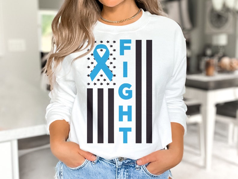 Fight Flag Svg Png Blue Ribbon Svg Colon Cancer Svg Als - Etsy