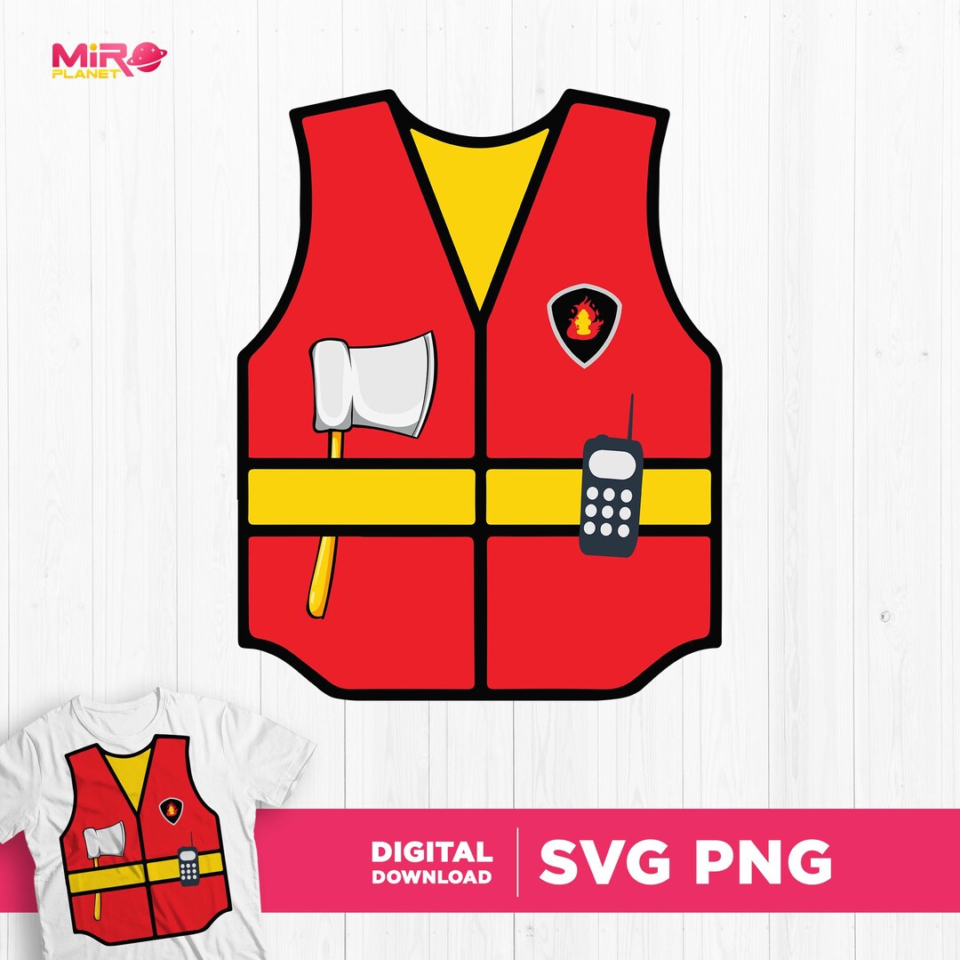 Fireman Vest Costume SVG: Hero Birthday Party Cut File (digital ...