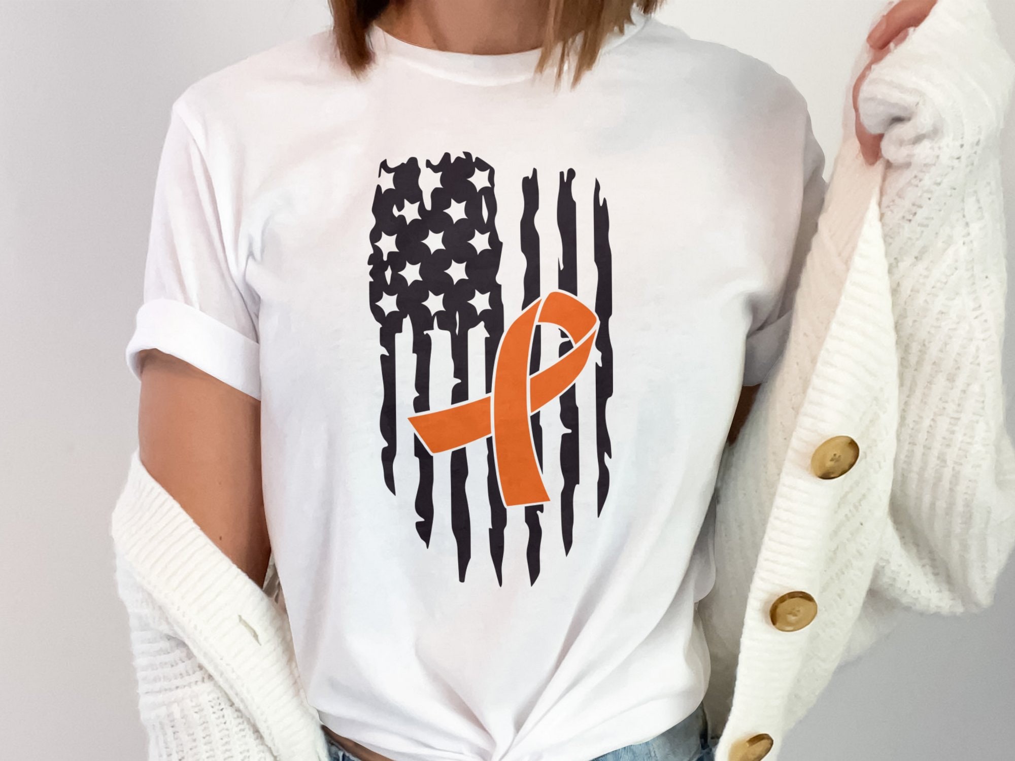 Ribbon Flag Svg Png, Orange Ribbon Svg, Leukemia Awareness Svg, ADHD ...