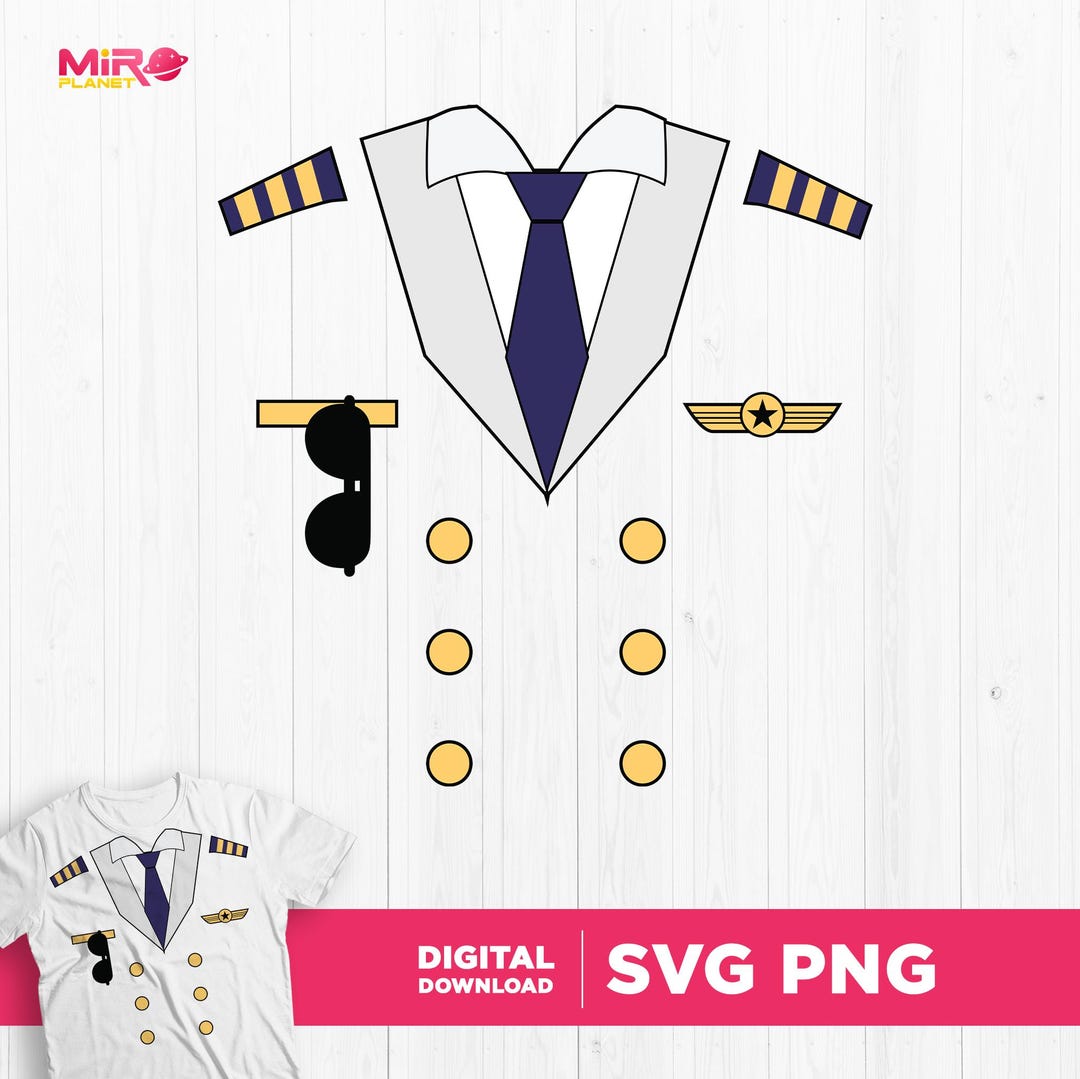 Pilot Costume Svg Png, Captain Costume Cut File Silhouette, Air Force ...