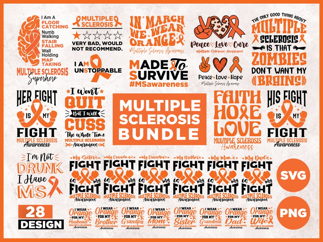 MS Awareness SVG PNG Bundle: Multiple Sclerosis Warrior Designs ...