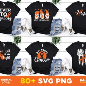 Orange Ribbon Awareness SVG PNG Bundle: Cancer Support Designs (digital ...