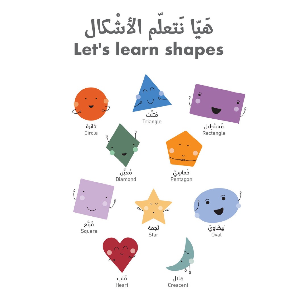 Bilingual Shapes Poster | Arabic & English Wall Art | Digital Download ...
